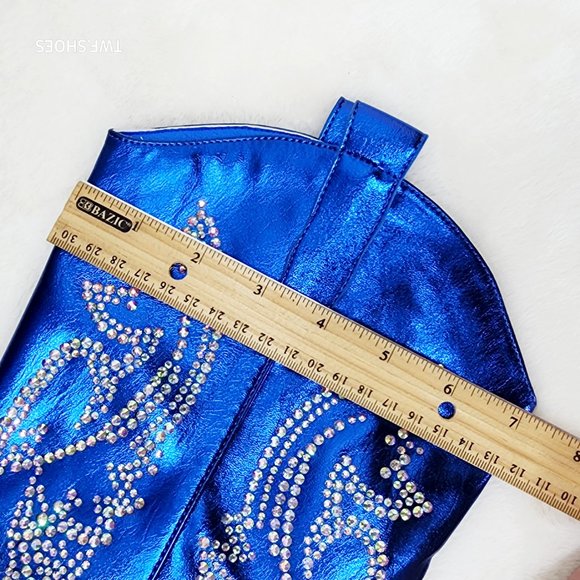 Mata Shoes | Shoes | Razzle Metallic Blue Country Western Cowgirl Knee ...